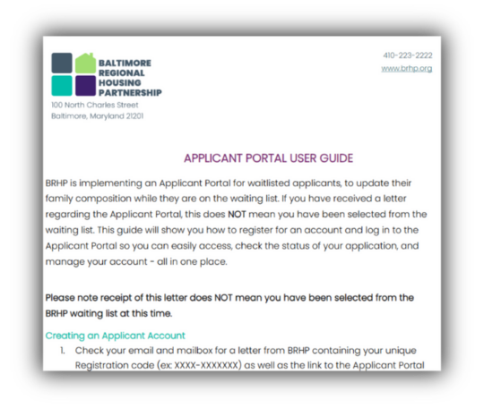 Baltimore Regional Housing Partnership | Applicant Portal